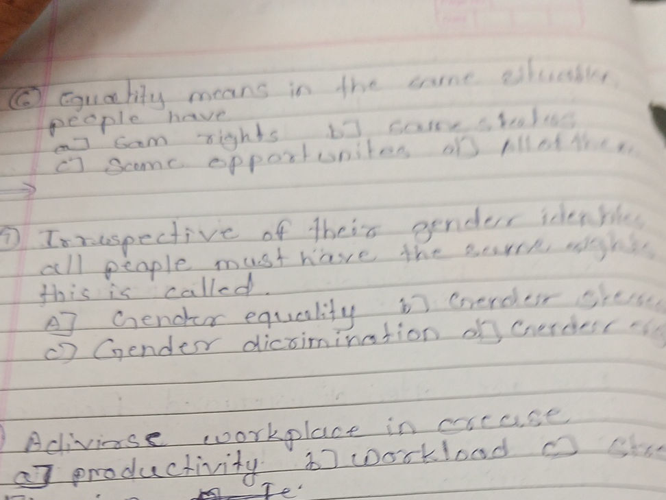 6. Equality means in the same situation | StudyX