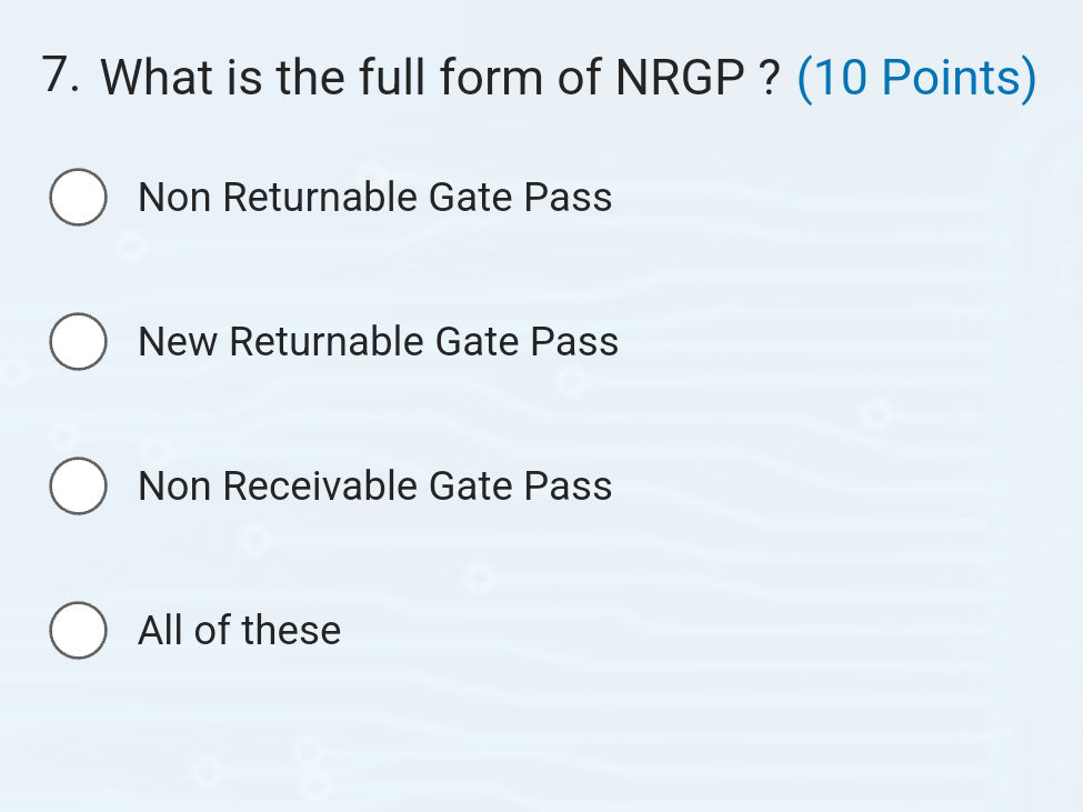 7. What is the full form of NRGP? (10 | StudyX