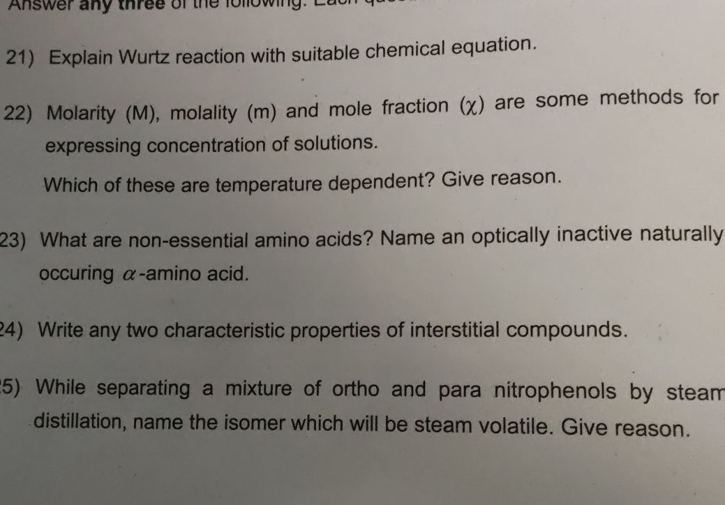21) Explain Wurtz reaction with suitable | StudyX
