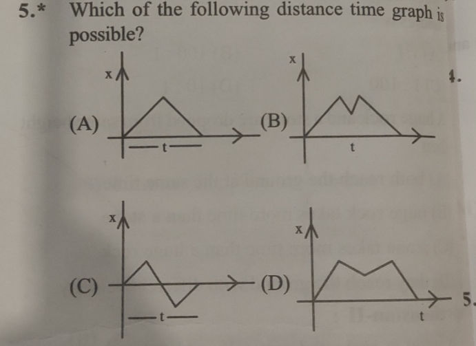 5.* Which of the following distance time | StudyX