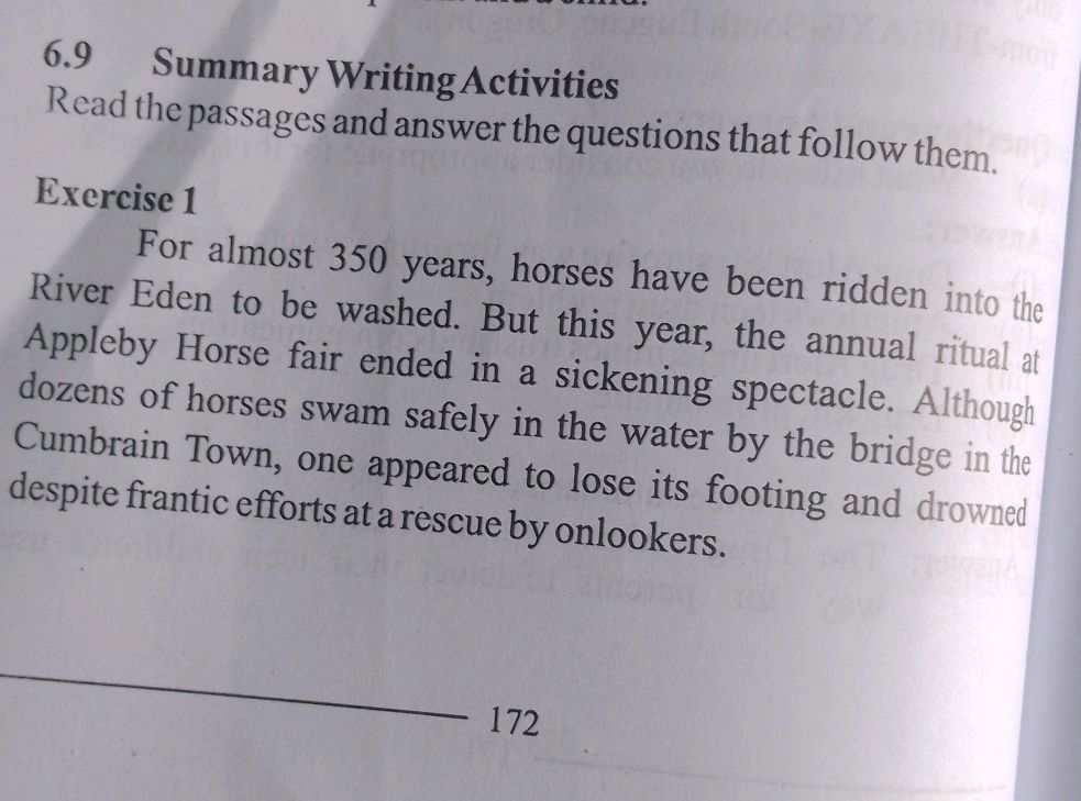 6.9 Summary Writing Activities Read the | StudyX