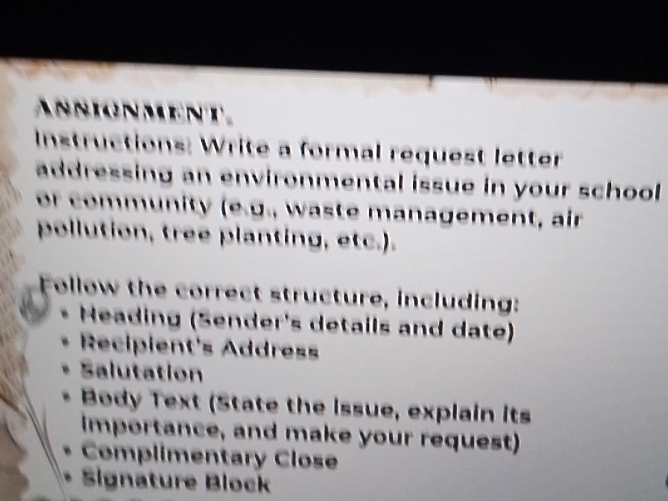 Instructions: Write a formal request letter | StudyX