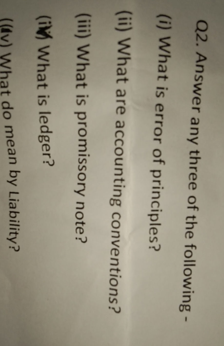 Q2. Answer any three of the following - (i) | StudyX