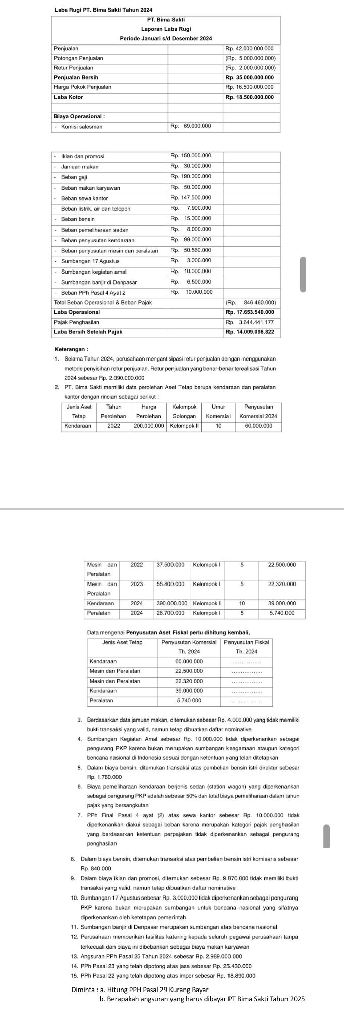 Diminta: a. Hitung PPH Pasal 29 Kurang Bayar | StudyX