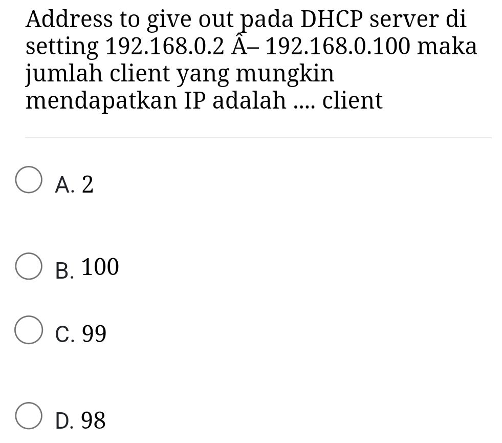 Address to give out pada DHCP server di | StudyX