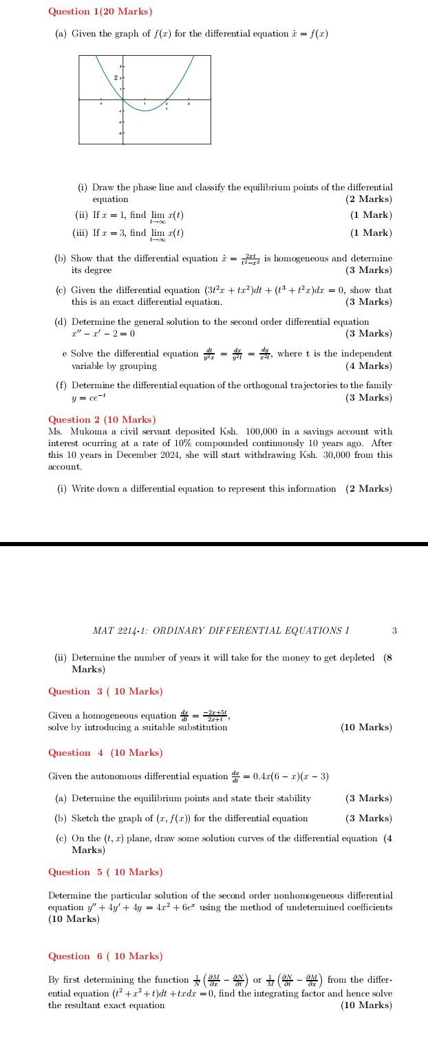 Question 1(20 Marks) (a) Given the graph of | StudyX