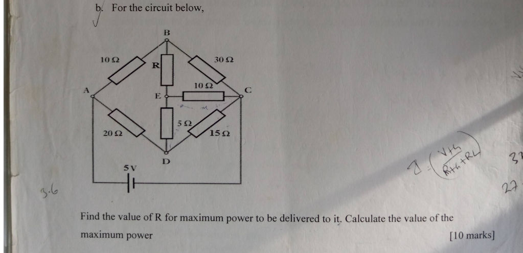 b. For the circuit below, Find the value of | StudyX