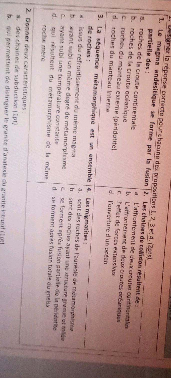 1. Designer la réponse correcte pour chacune | StudyX