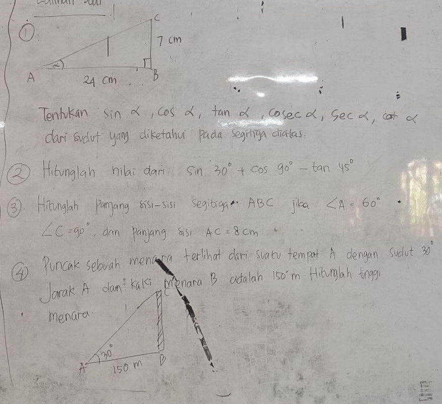 1. Tentukan \(sin \), \(cos \), \(tan | StudyX