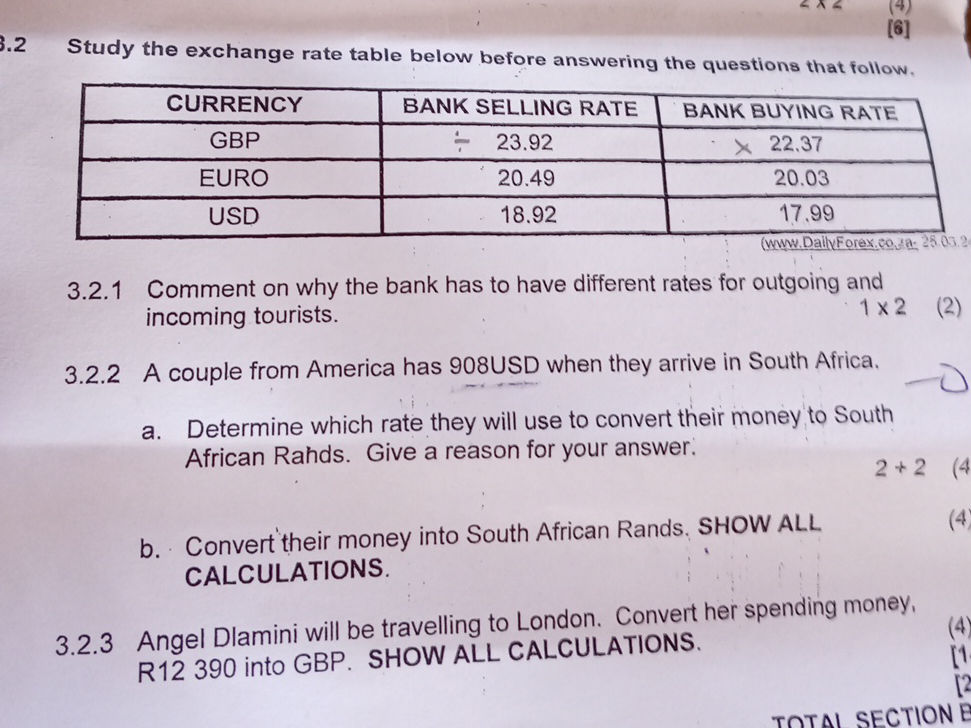 Study the exchange rate table below before | StudyX