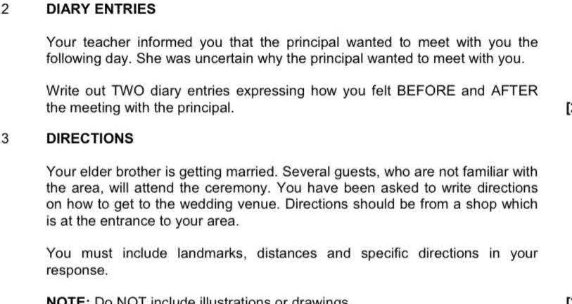 2 DIARY ENTRIES Your teacher informed you | StudyX