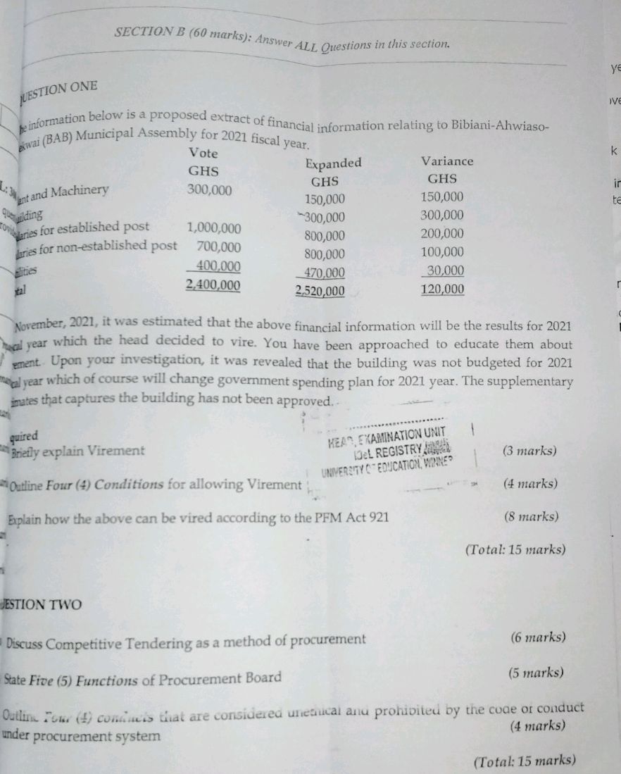SECTION B (60 marks): Answer ALL Questions | StudyX
