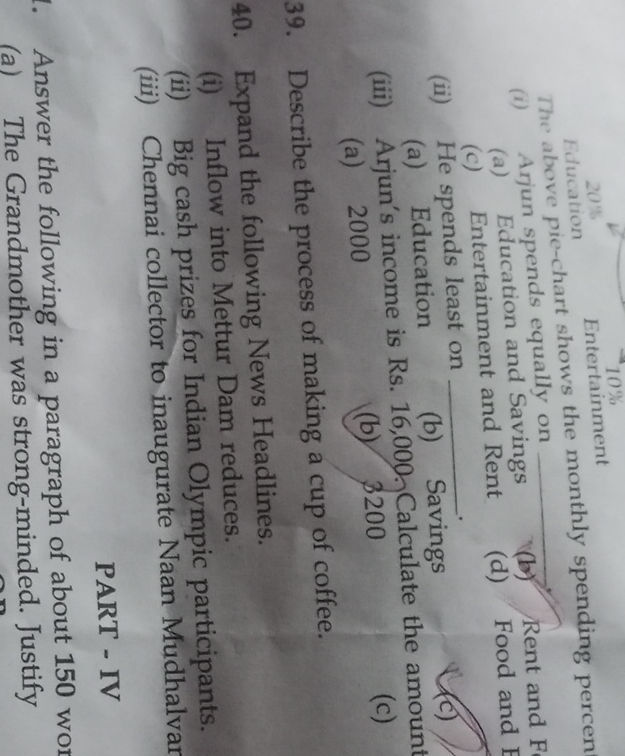 The above pie-chart shows the monthly | StudyX