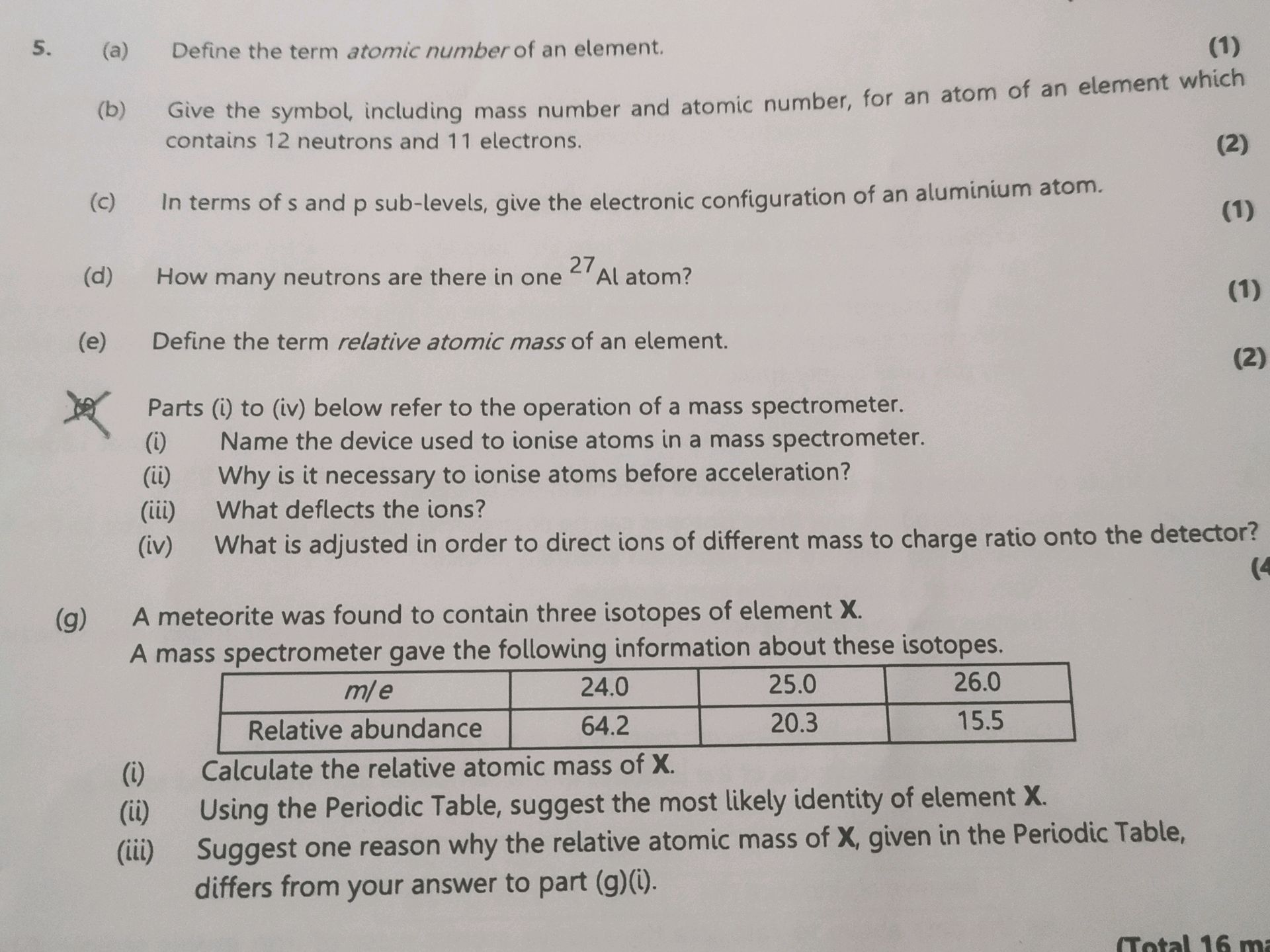 5. (a) Define the term atomic number of an | StudyX