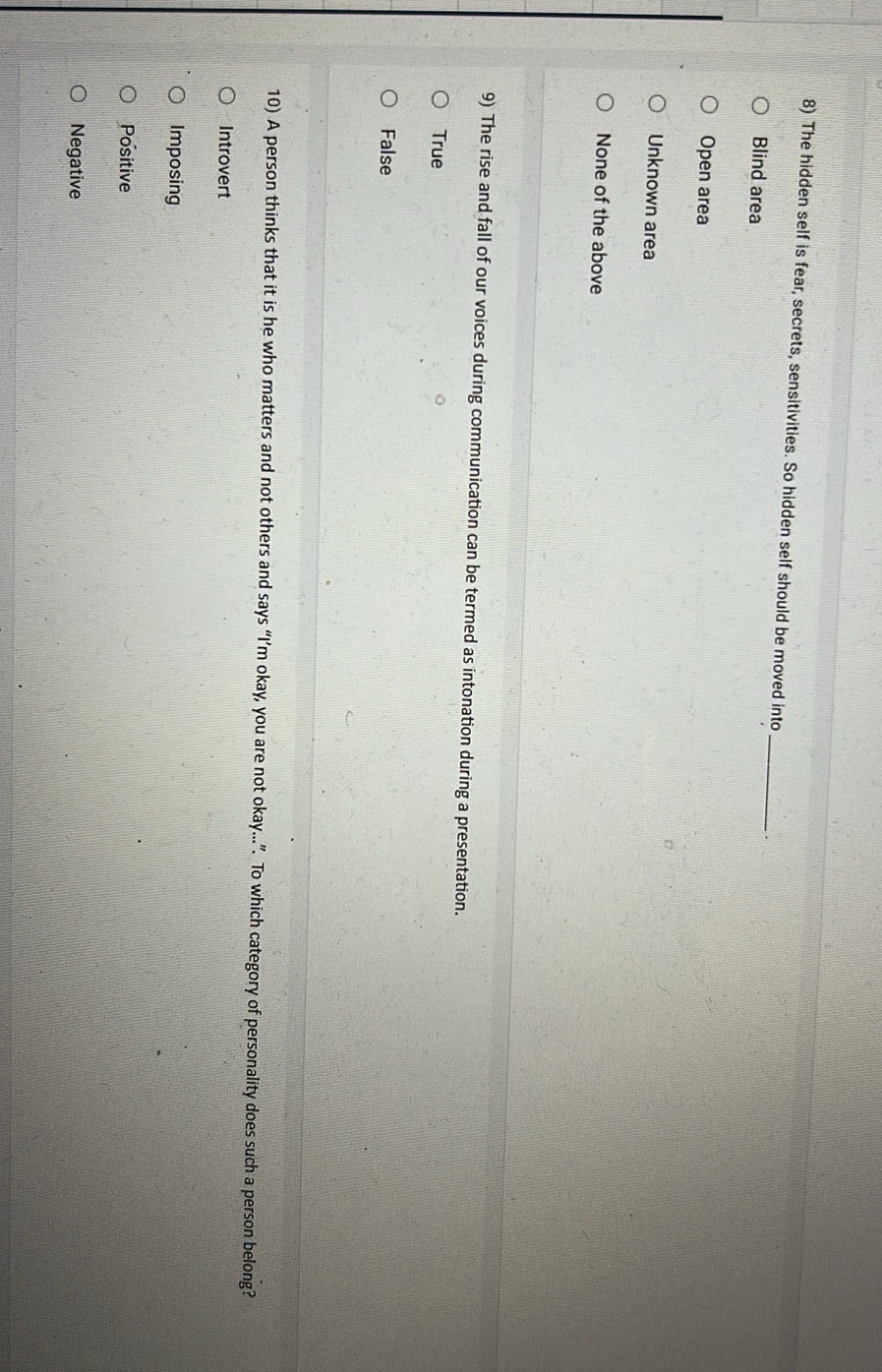 8) The hidden self is fear, secrets, | StudyX