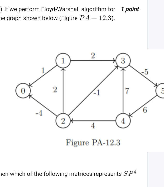 If we perform Floyd-Warshall algorithm for | StudyX