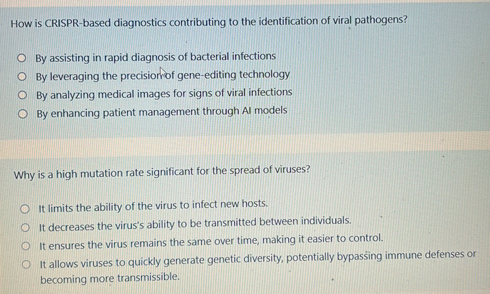 How is CRISPR-based diagnostics contributing | StudyX