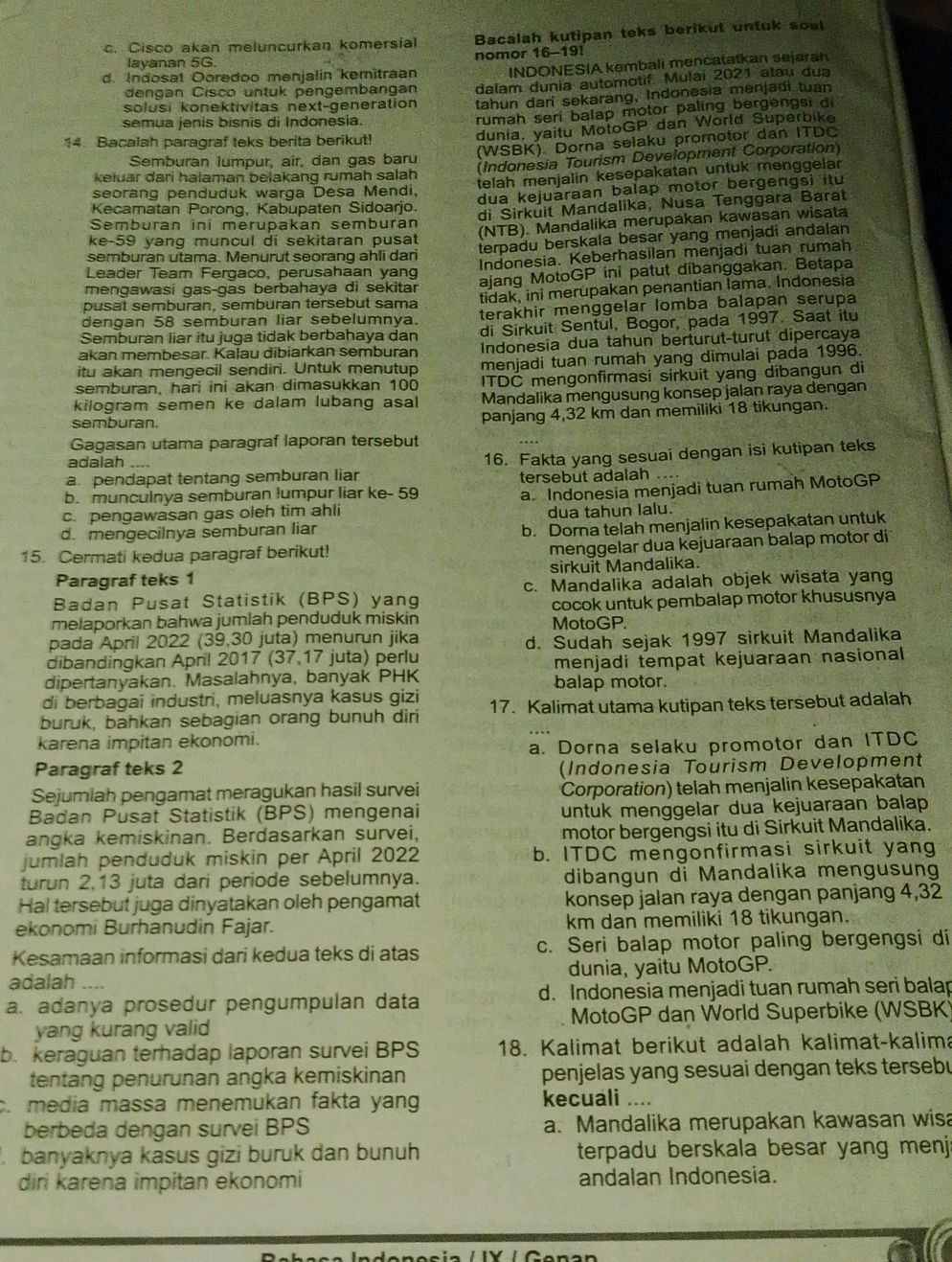 14. Bacalah paragraf teks berita berikut! | StudyX