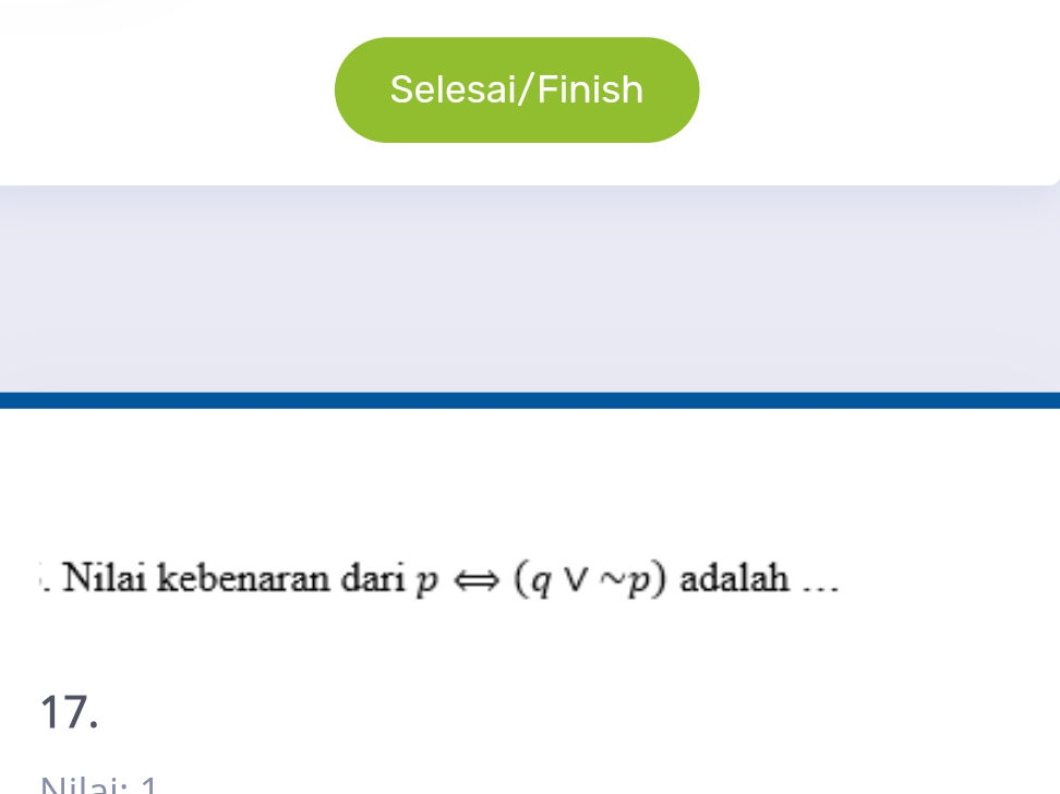 Nilai kebenaran dari $p (q p)$ adalah | StudyX