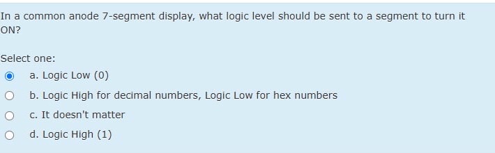In a common anode 7-segment display, what | StudyX