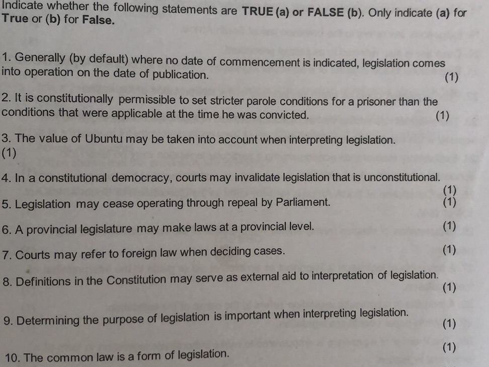 Indicate whether the following statements | StudyX