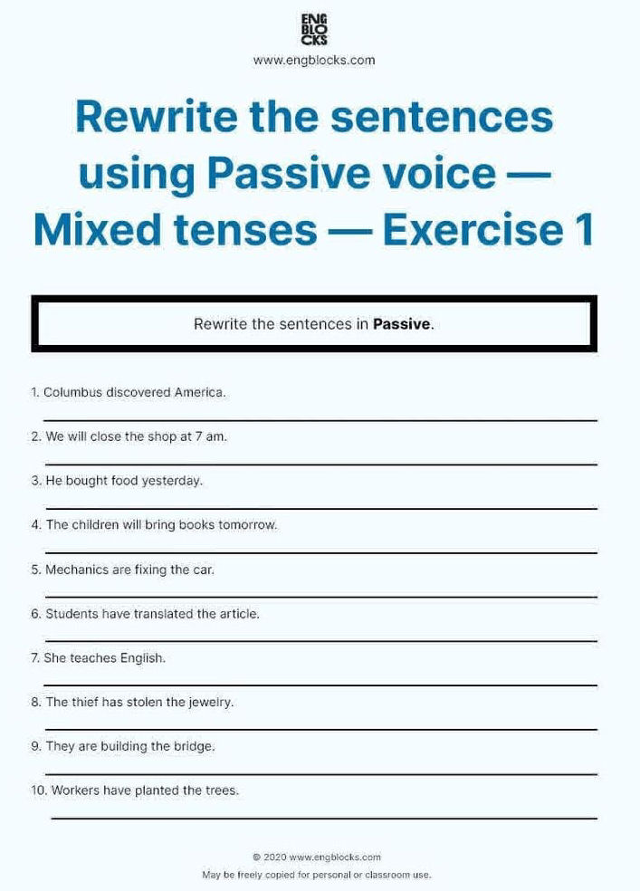 Rewrite the sentences using Passive voice - | StudyX