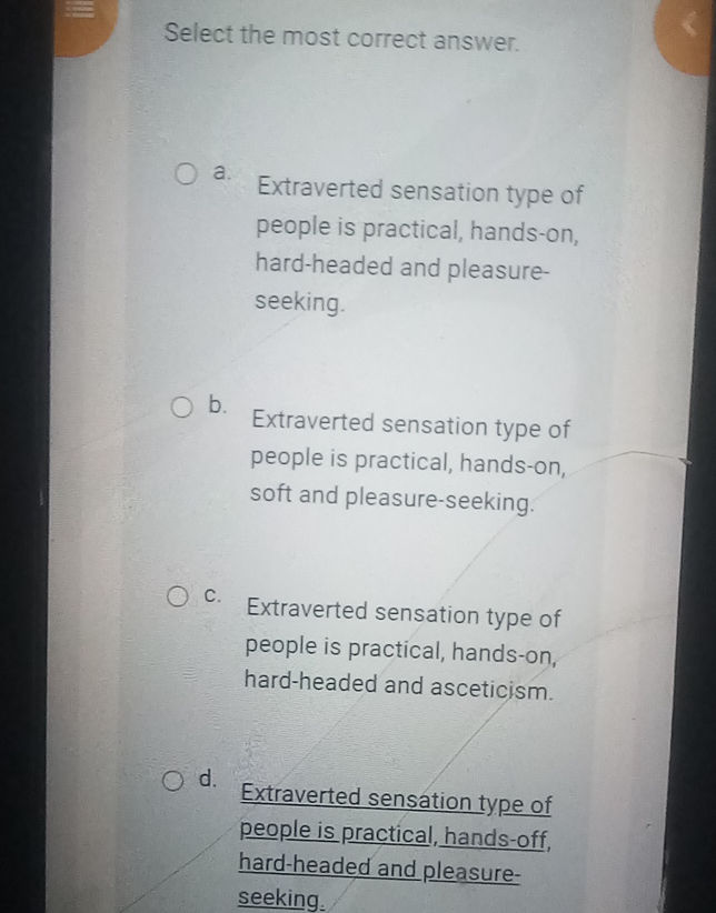 Select the most correct answer. a. | StudyX