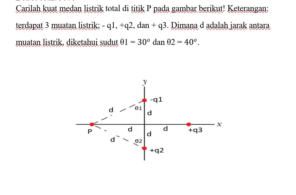 Carilah kuat medan listrik total di titik P | StudyX