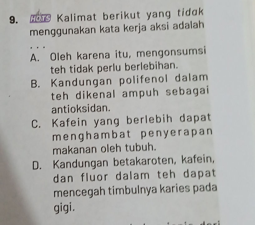 9. Kalimat berikut yang tidak menggunakan | StudyX