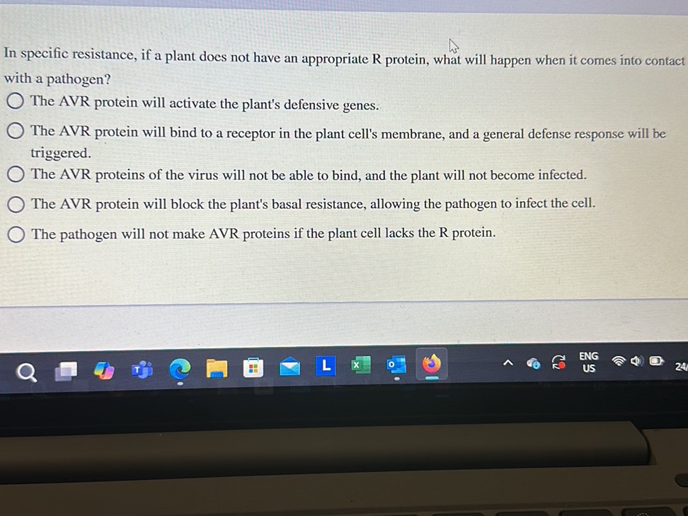 In specific resistance, if a plant does not | StudyX