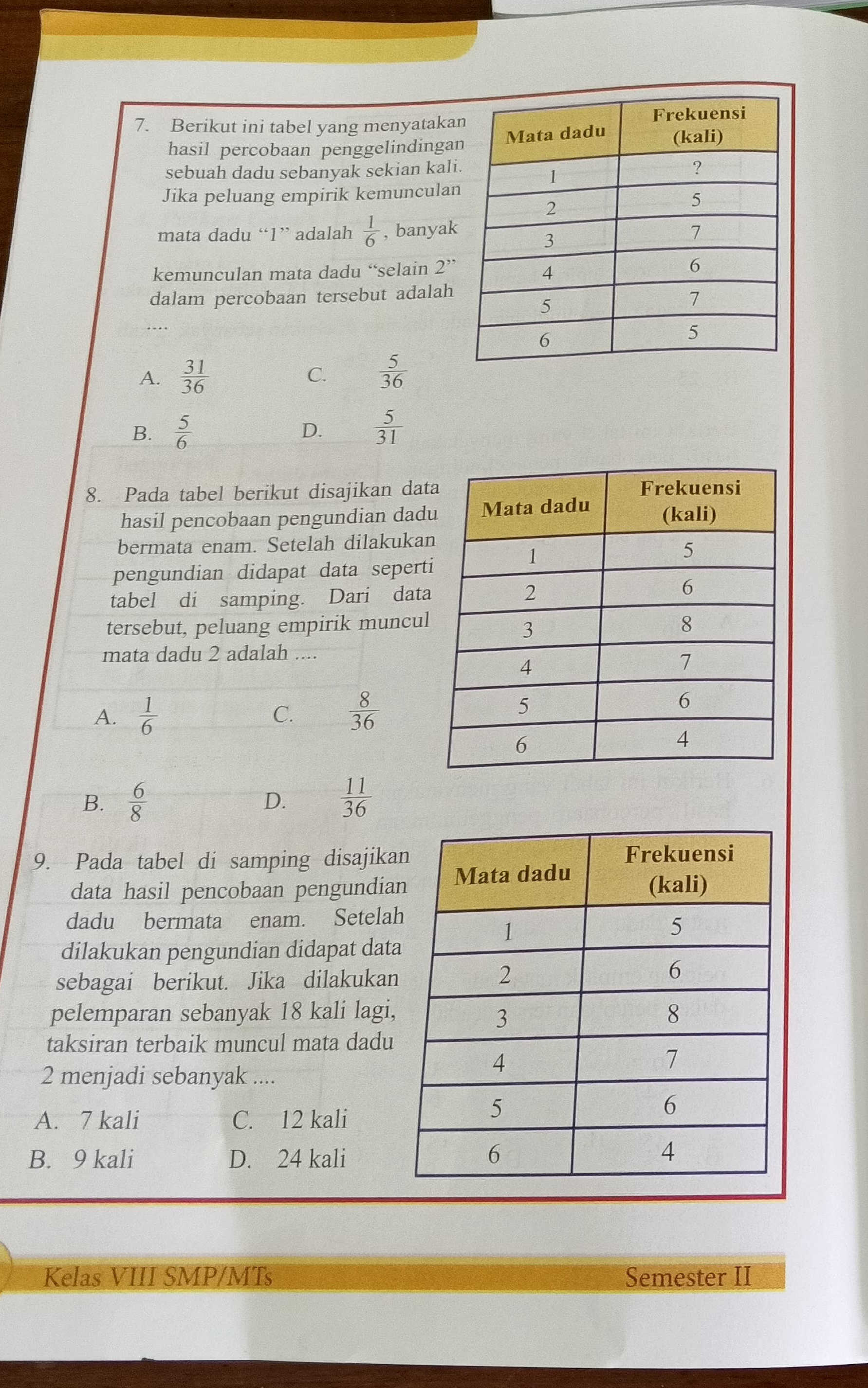 7. Berikut ini tabel yang menyatakan hasil | StudyX