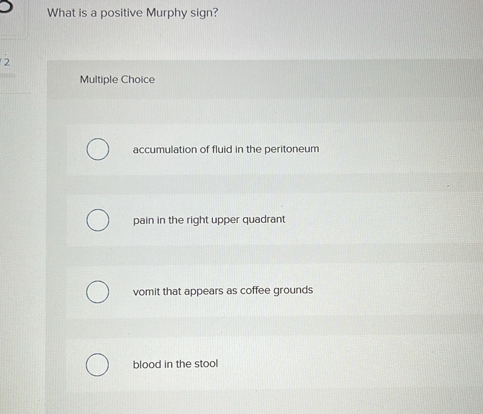 What is a positive Murphy sign? Multiple | StudyX
