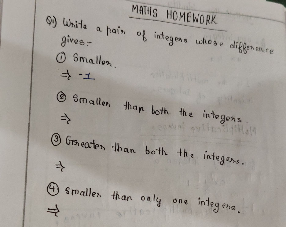 MATHS HOMEWORK Q1) Write a pair of integers | StudyX