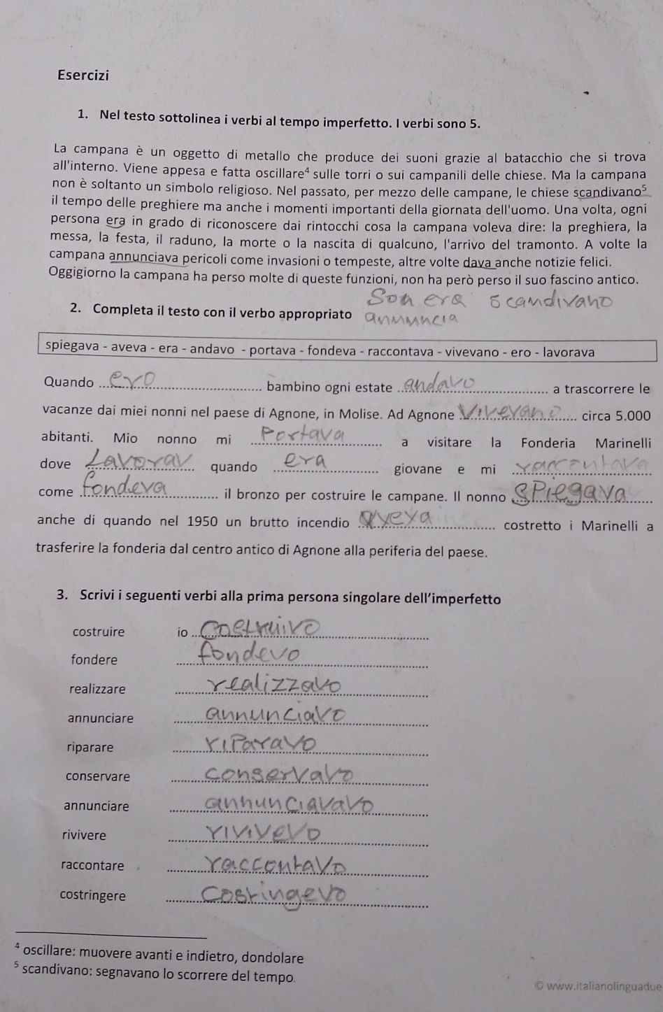 1. Nel testo sottolinea i verbi al tempo | StudyX