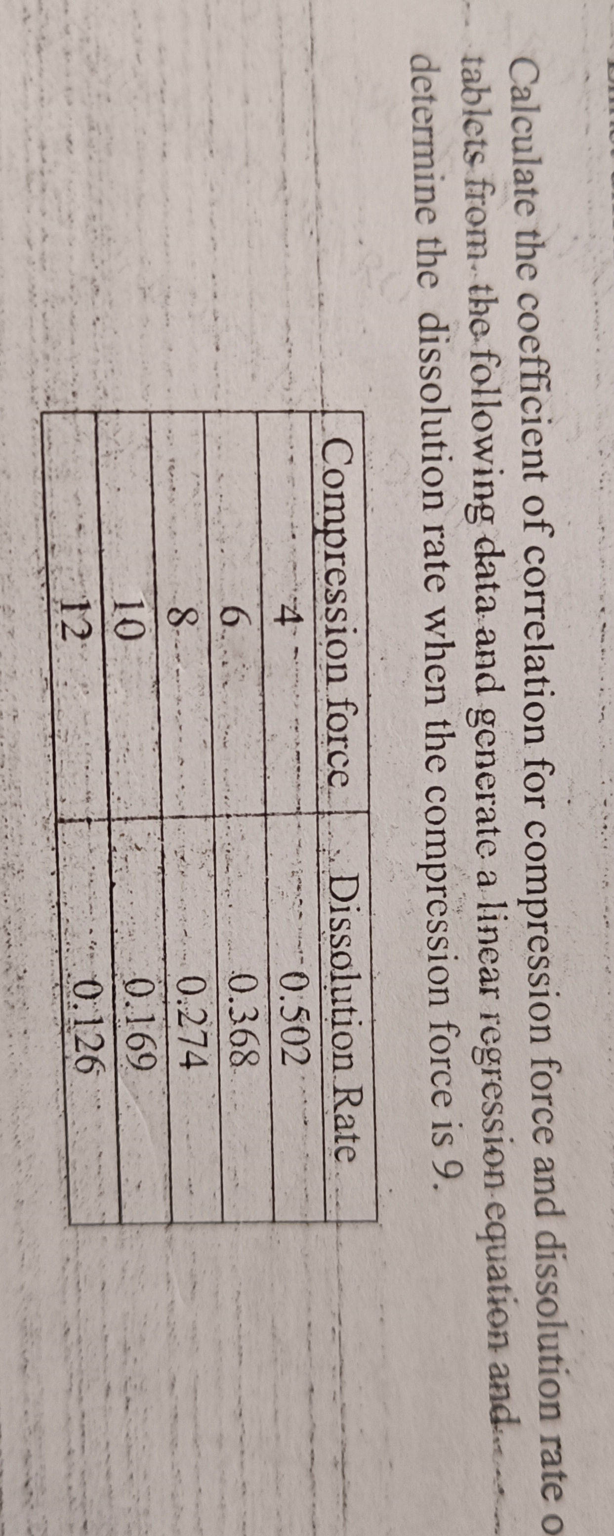 Calculate the coefficient of correlation for | StudyX
