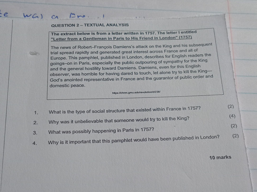 QUESTION 2 - TEXTUAL ANALYSIS The extract | StudyX