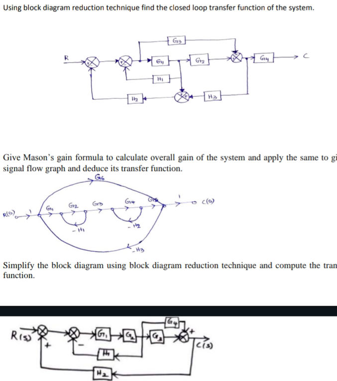 Using block diagram reduction technique find | StudyX