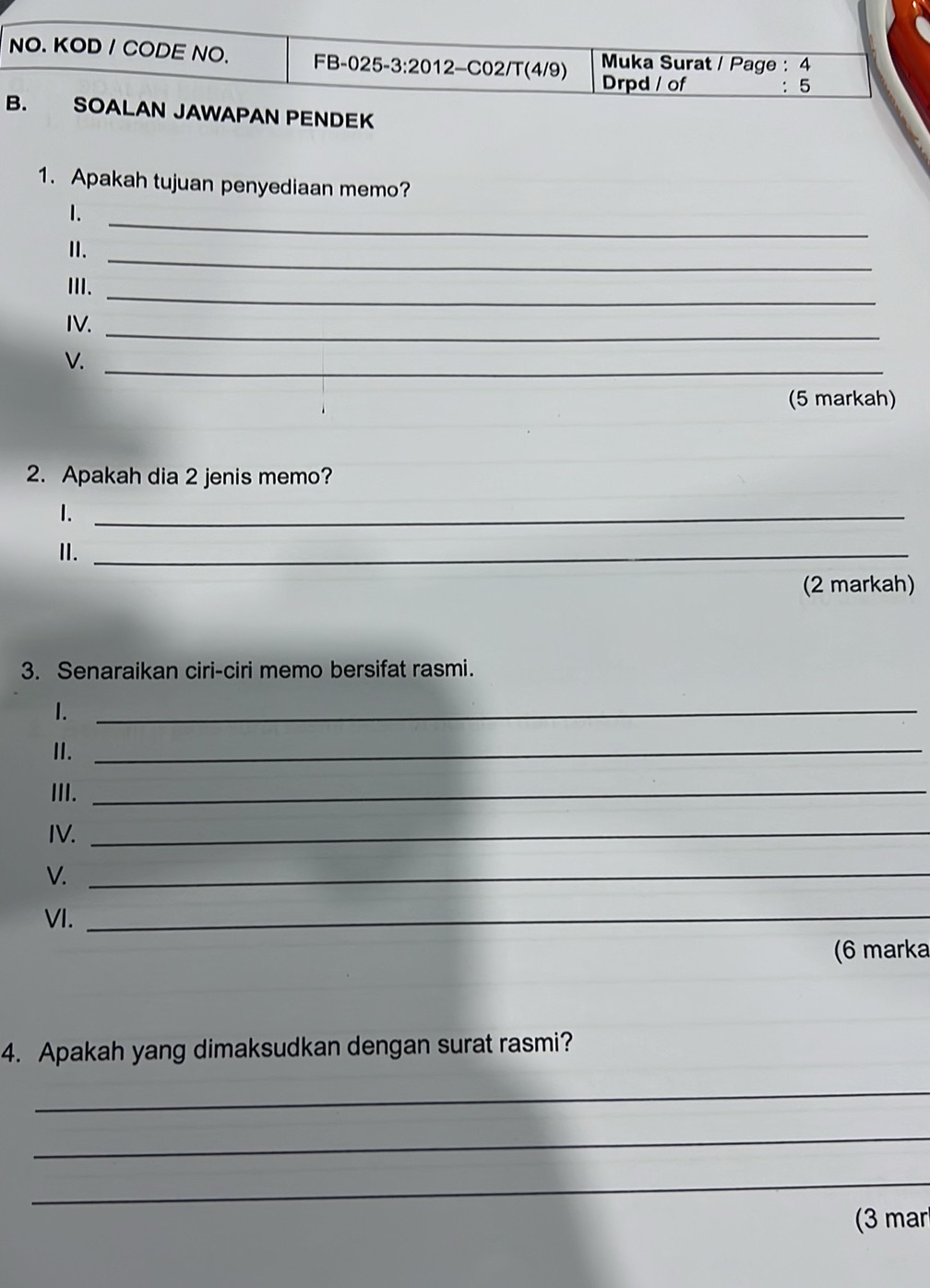 1. Apakah tujuan penyediaan memo? I. II. | StudyX