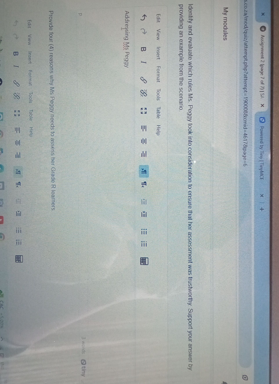 Identify and evaluate which rules Ms. Peggy | StudyX
