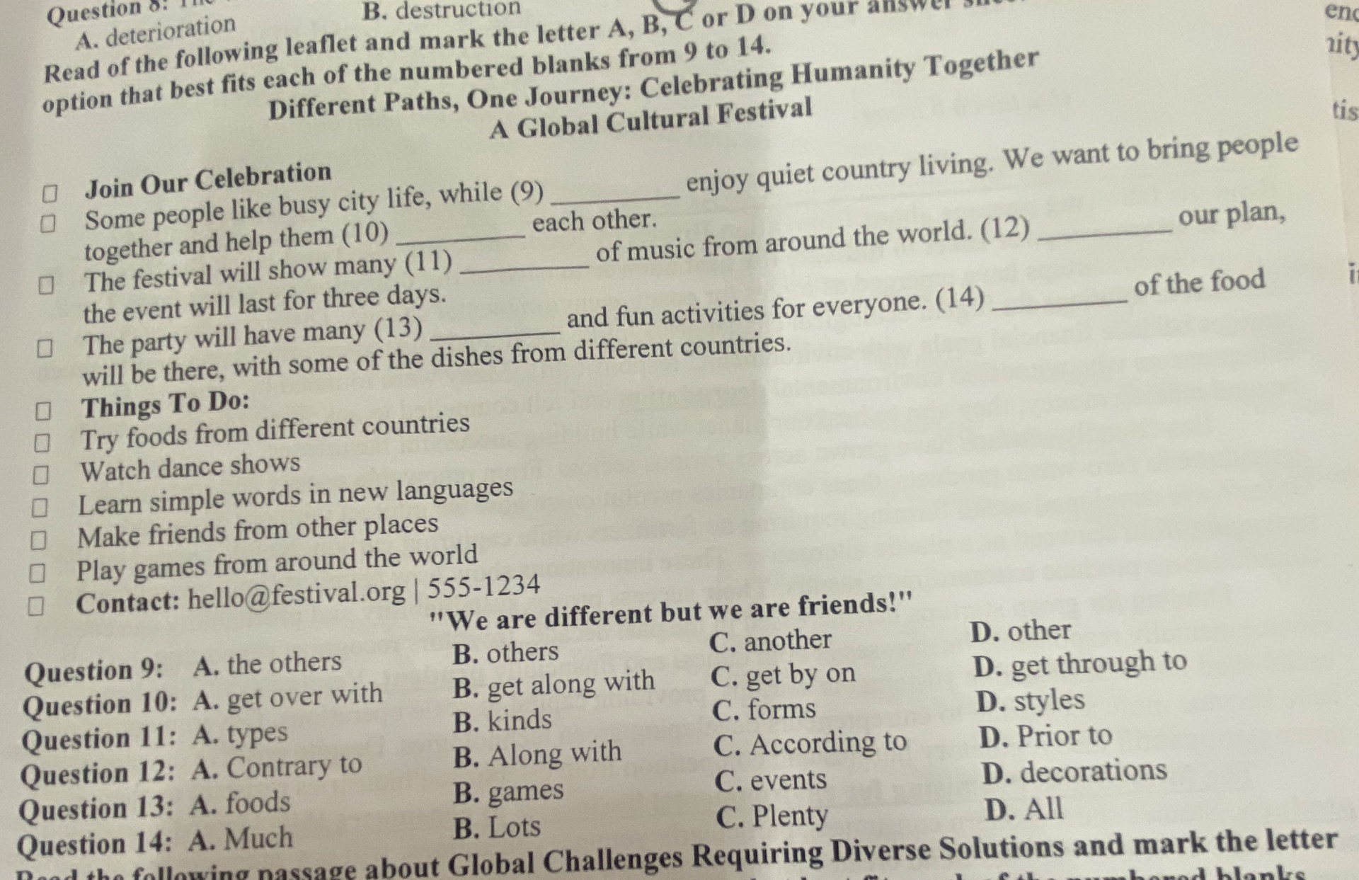 Read of the following leaflet and mark the | StudyX