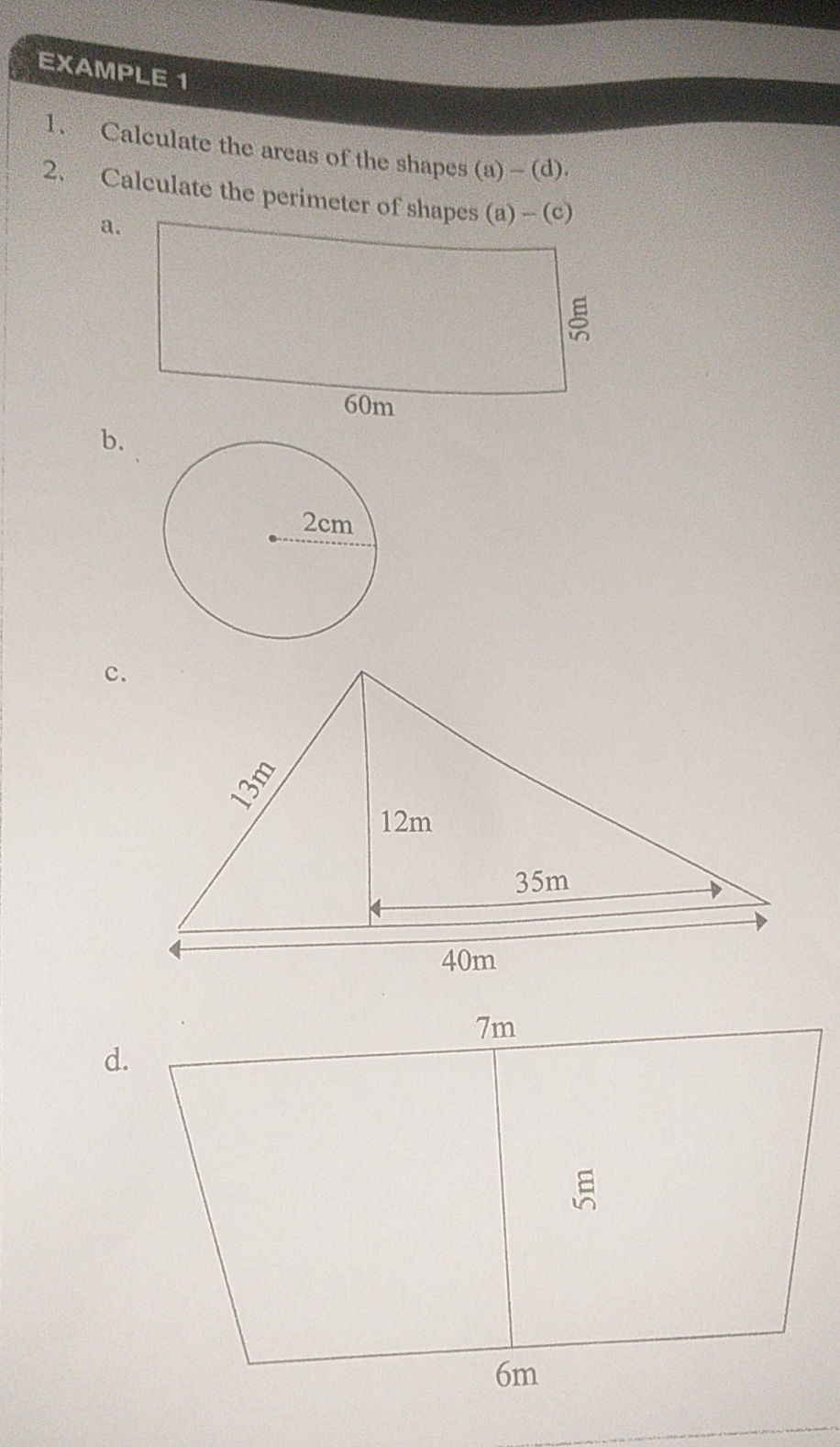 1. Calculate the areas of the shapes (a) – | StudyX