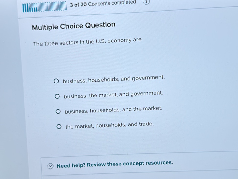 Multiple Choice Question The three sectors | StudyX