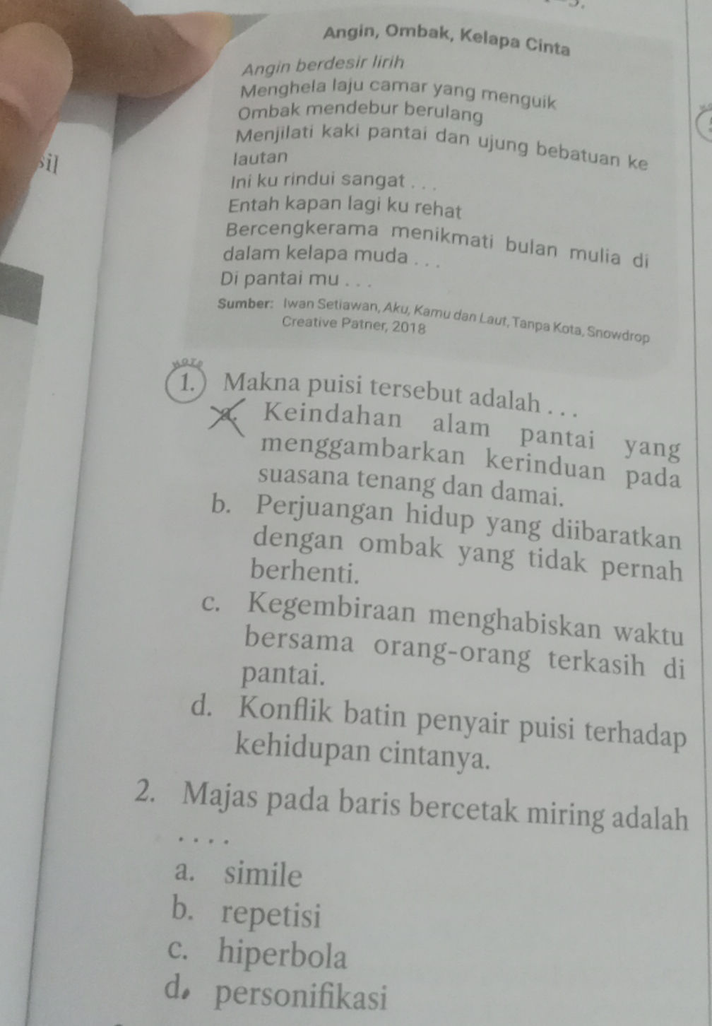 1. Makna puisi tersebut adalah ... | StudyX
