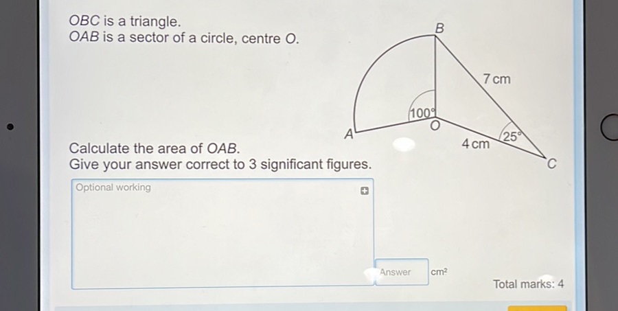 OBC is a triangle. OAB is a sector of a | StudyX