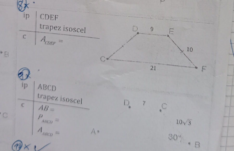CDEF trapez isoscel $A_{CDEF} =$ ABCD | StudyX
