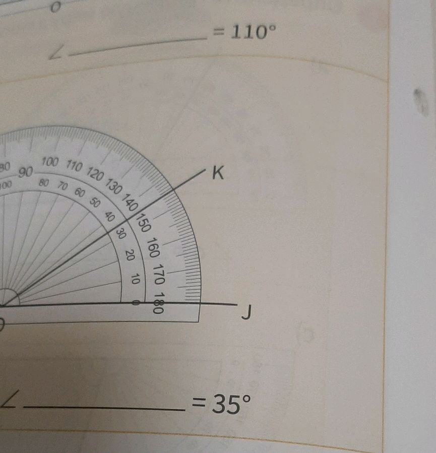 The image shows a protractor measuring | StudyX