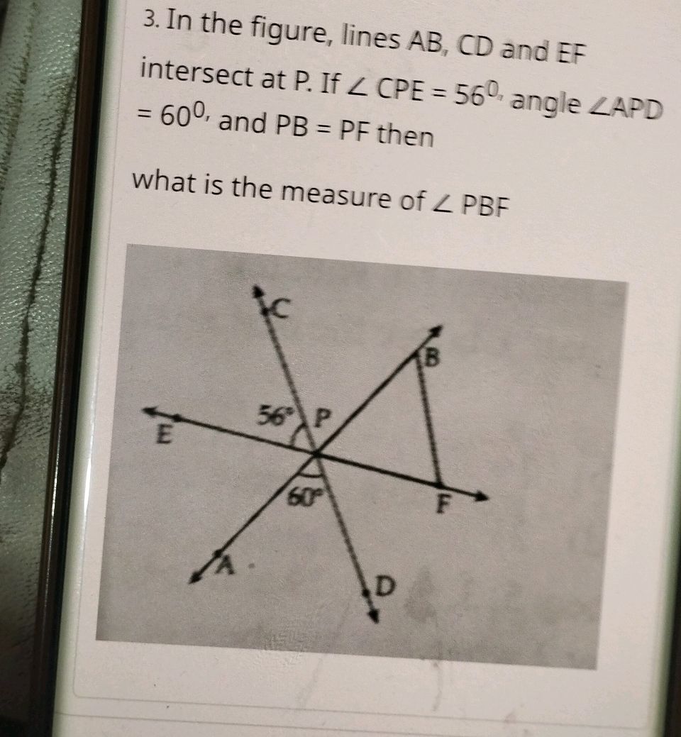 3. In the figure, lines AB, CD and EF | StudyX