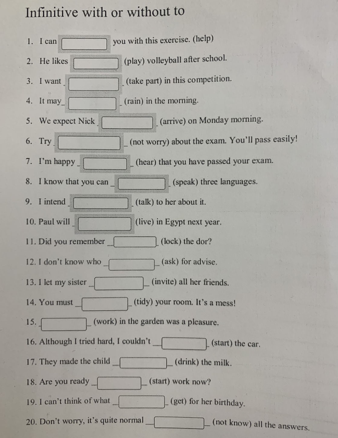 Infinitive with or without to 1. I can ____ | StudyX