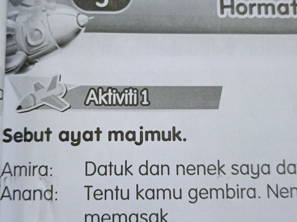 Sebut ayat majmuk. Amira: Datuk dan nenek | StudyX