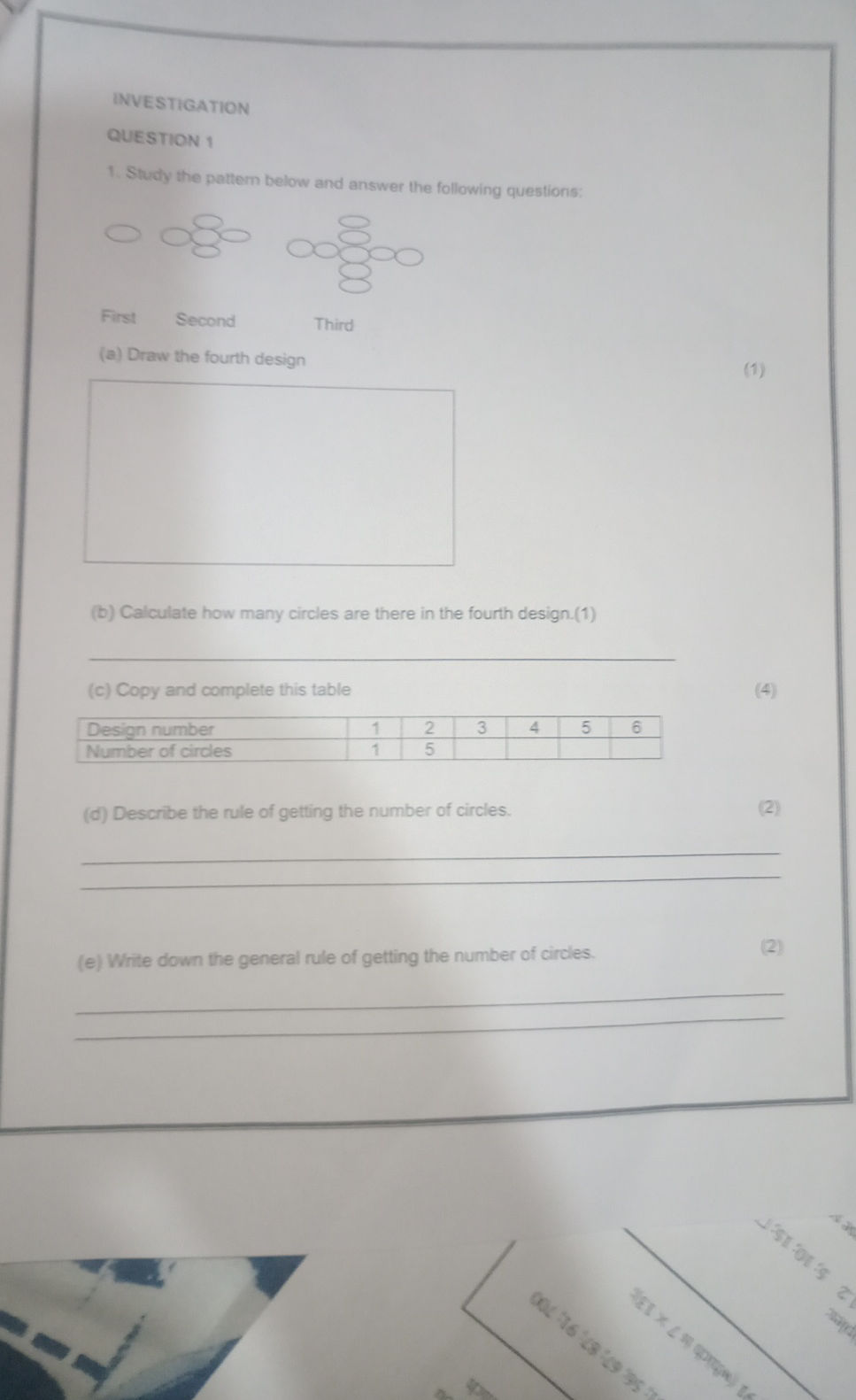 1. Study the pattern below and answer the | StudyX